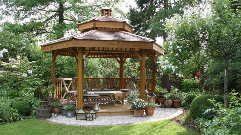 Terrasse bois, Gazebo, Auvent, Gloriette, Kiosque Jardin - Ambiances bois
